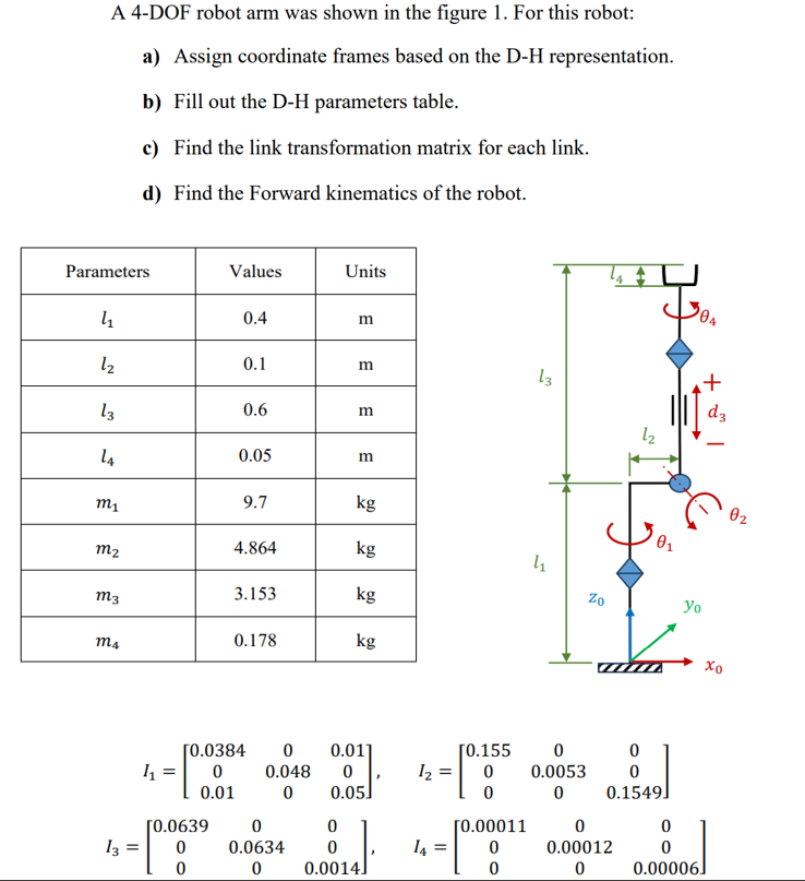 [Solved] A 4-DOF robot arm was shown in the figure | SolutionInn