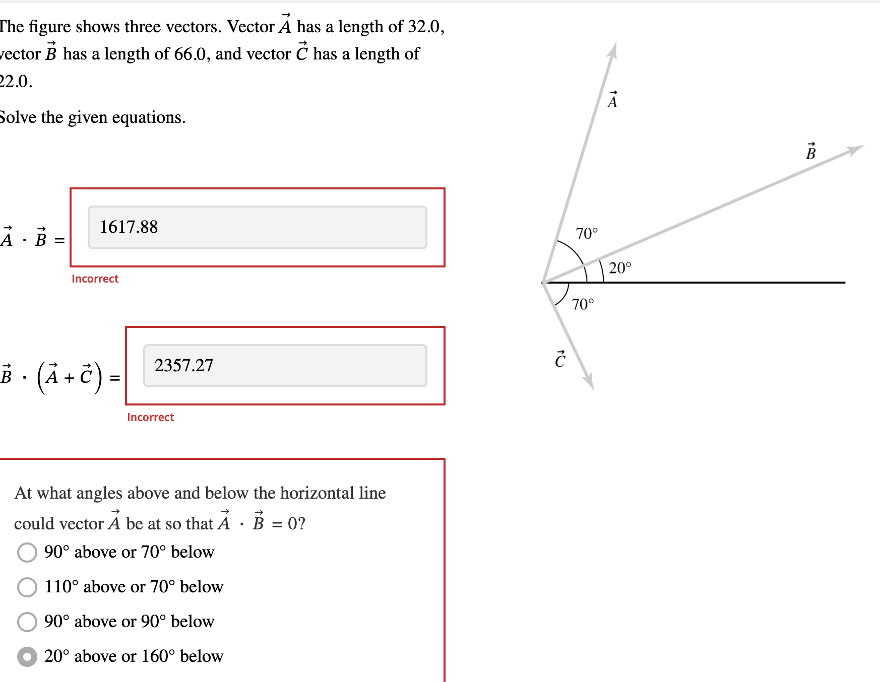 [Solved] The figure shows three vectors. Vector A | SolutionInn