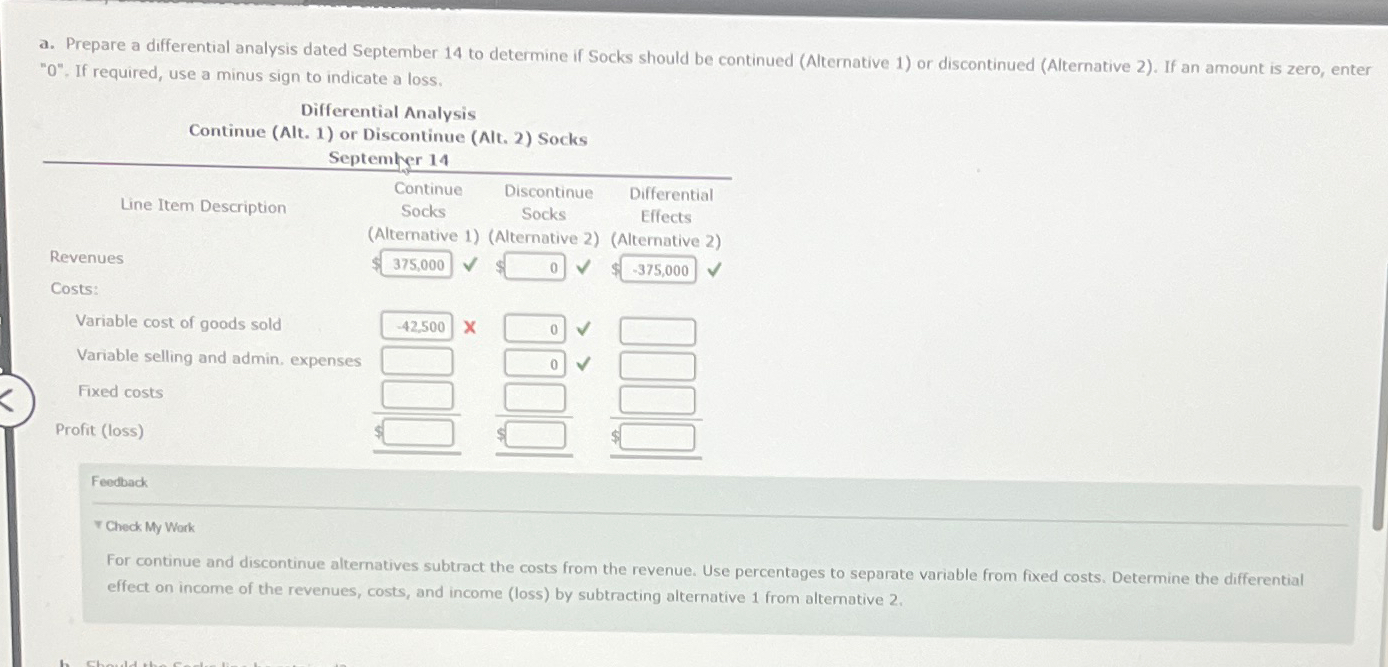 [SOLVED] a. Prepare a differential analysis dated September 14 to determine if | SolutionInn