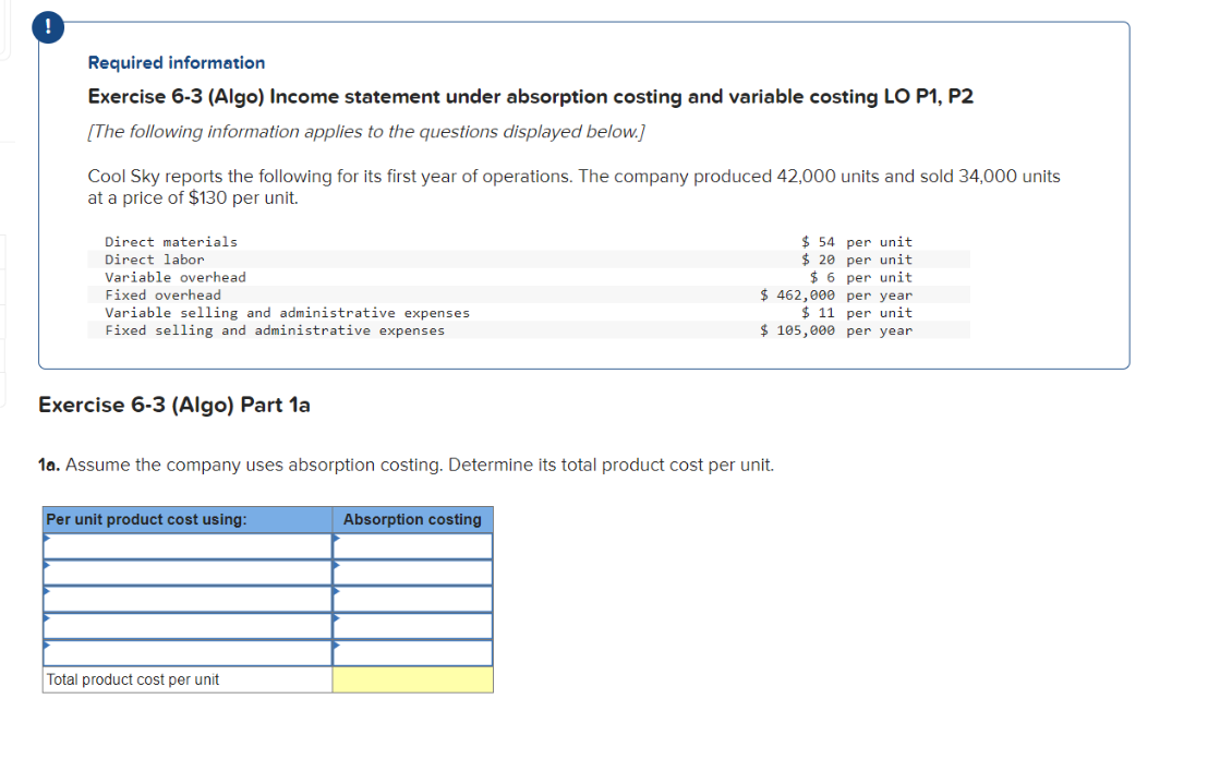 [Solved] ! Required information Exercise 6-3 (Algo | SolutionInn