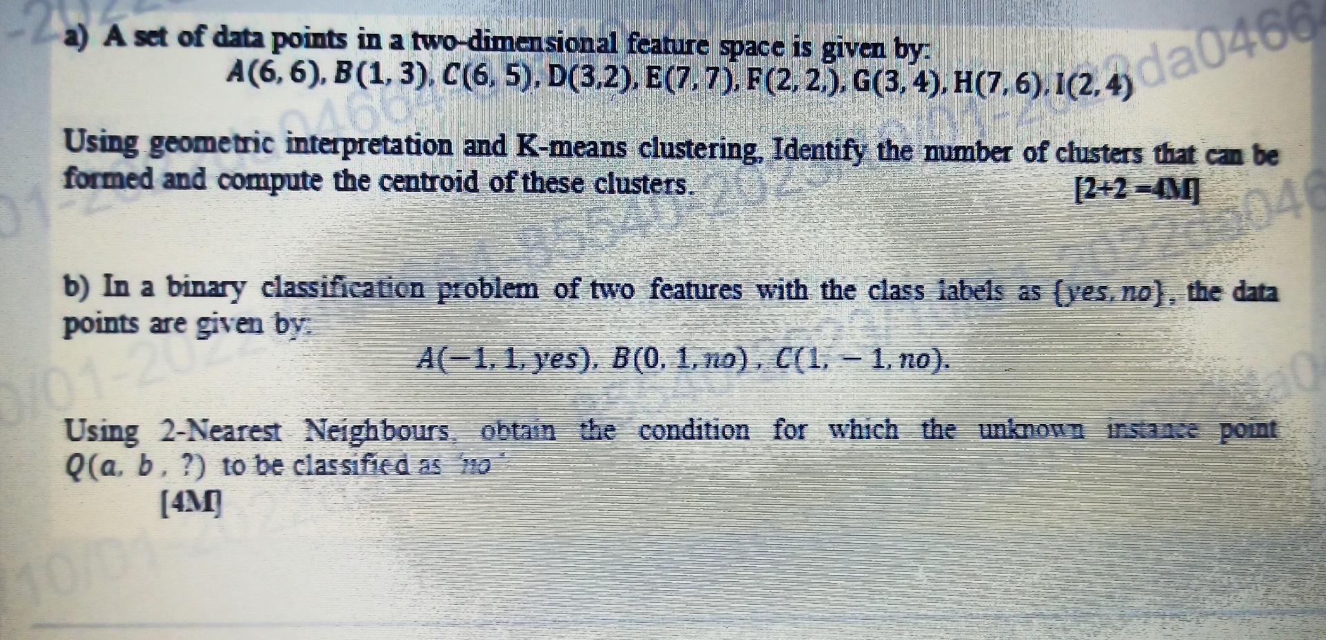 [Solved] -2-a) A set of data points in a two-dimen | SolutionInn