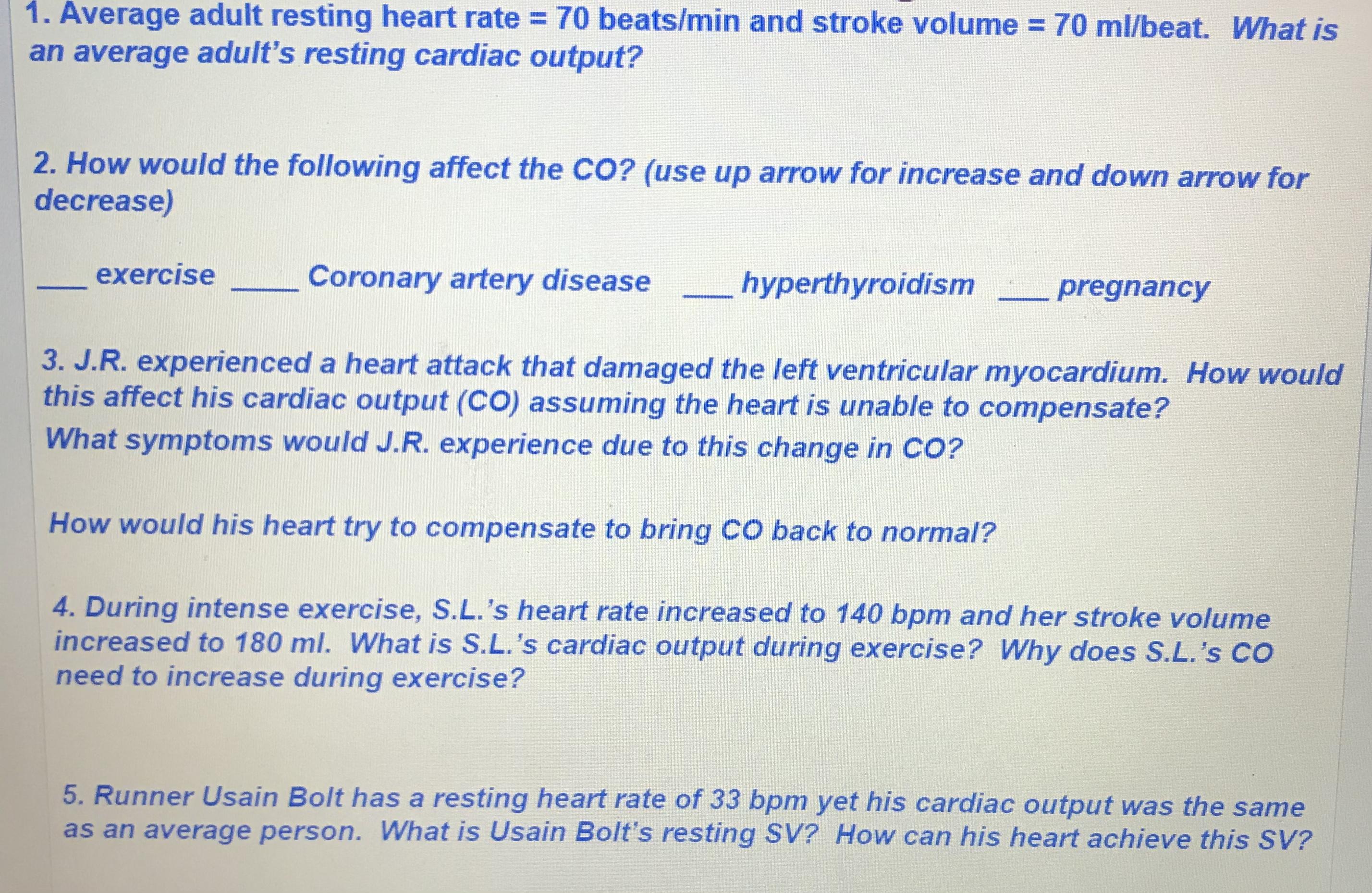 [Solved] 1. Average adult resting heart rate 70 be | SolutionInn