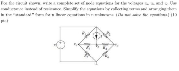 [SOLVED] For the circuit shown, write a complete set of node equations | SolutionInn