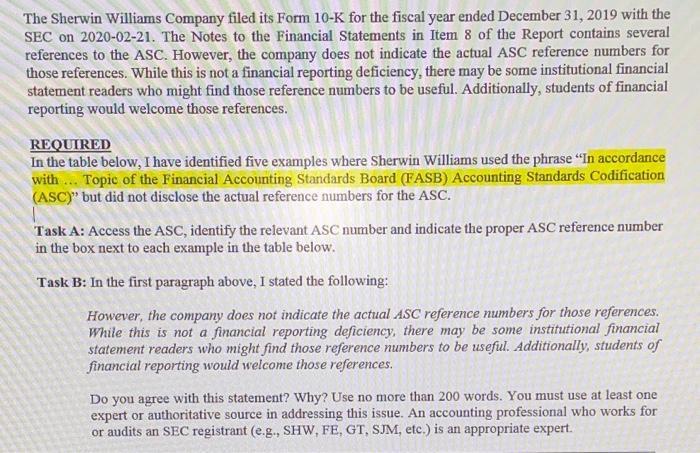 [Solved] ASC REFERENCE NUMBER PLS. The Sherwin Wil | SolutionInn