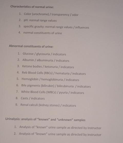 [SOLVED] Characteristics of normal urine: 1. Color (urochrome ...