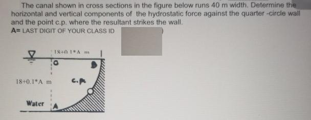 [SOLVED] The canal shown in cross sections in the figure below runs ...