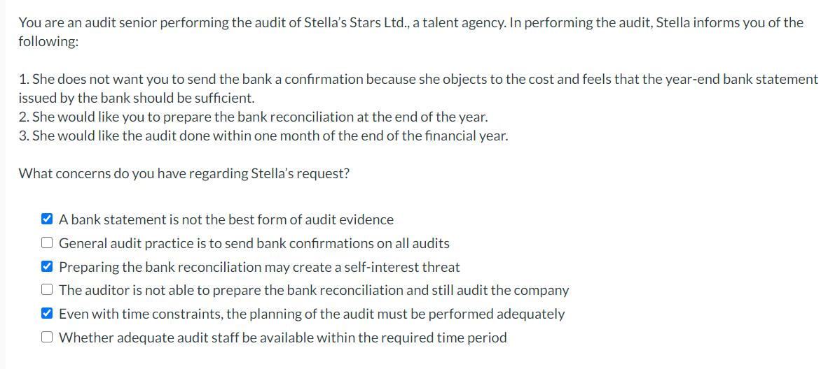 [Solved] You are an audit senior performing the au | SolutionInn