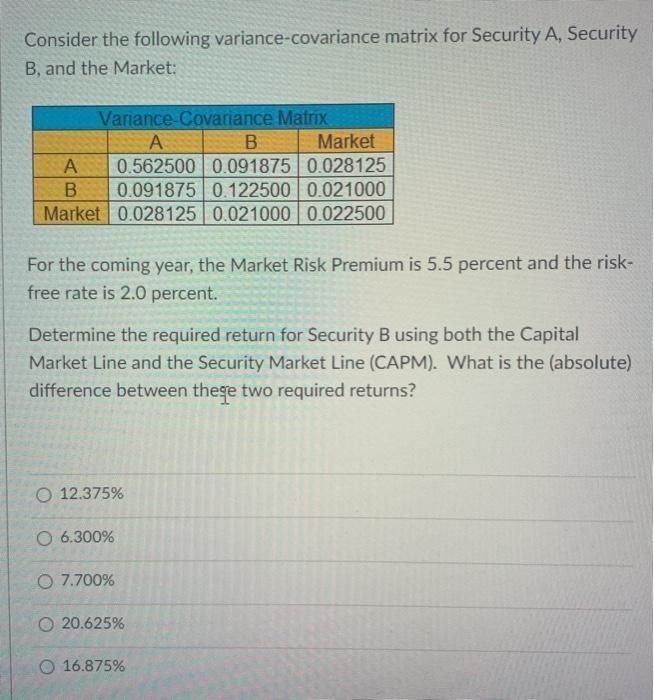 [solved] Consider The Following Variance Covarianc Solutioninn