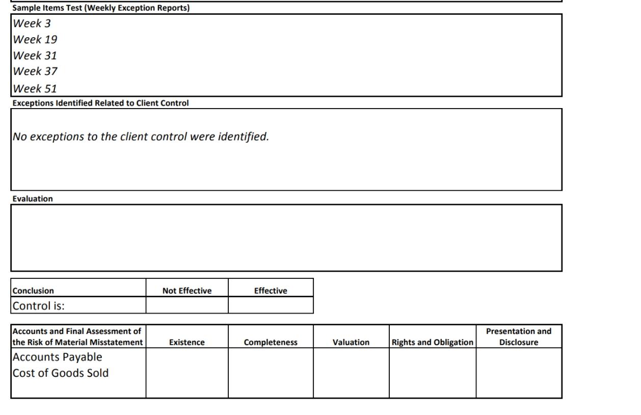 [SOLVED] Review the control description section on audit schedule E11 ...