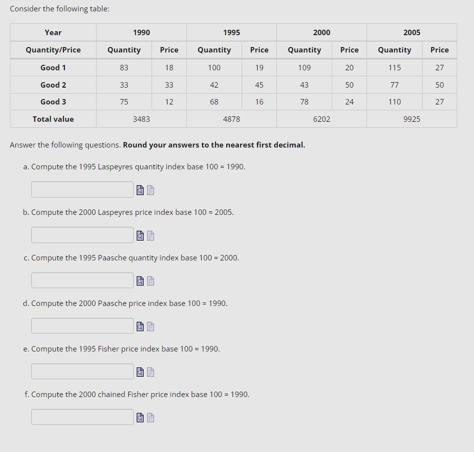 [Solved] Consider the following table: Year Quanti | SolutionInn