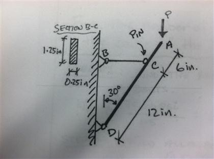 [SOLVED] The horizontal link BC is 1/4 in. thick, has a height ...