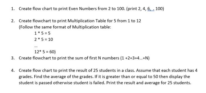 [SOLVED] 1. Create flow chart to print Even Numbers from 2 to | SolutionInn