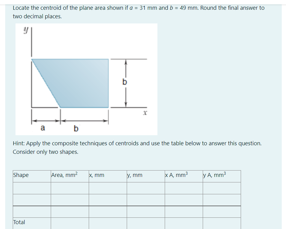 [SOLVED] Locate the centroid of the plane area shown if a = | SolutionInn