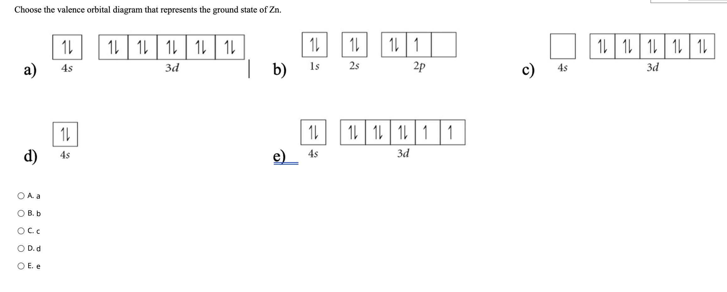 [SOLVED] Choose the valence orbital diagram that represents the ground ...