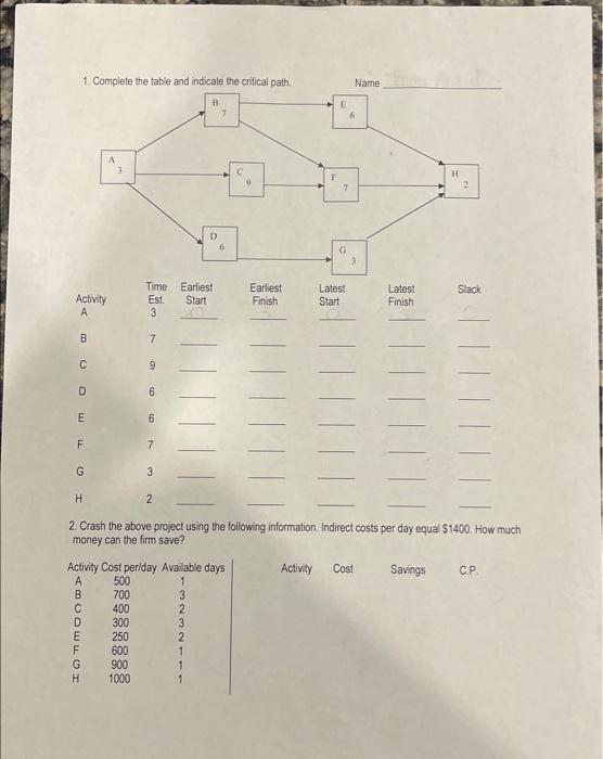 [Solved] 1. Complete the table and indicate the cr | SolutionInn