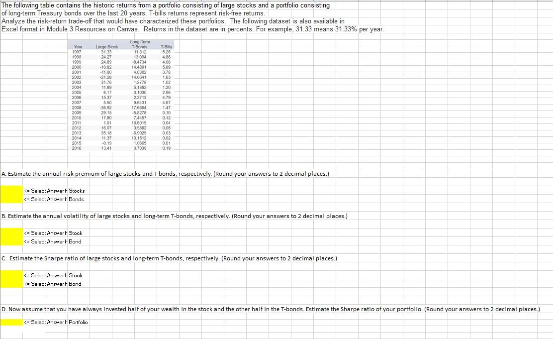 [Solved] The following table contains the historic | SolutionInn