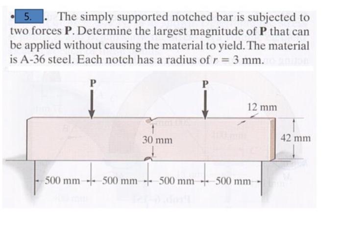 [Solved] 5. The simply supported notched bar is su | SolutionInn