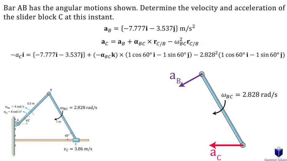 [SOLVED] Bar AB has the angular motions shown. Determine the velocity and | SolutionInn