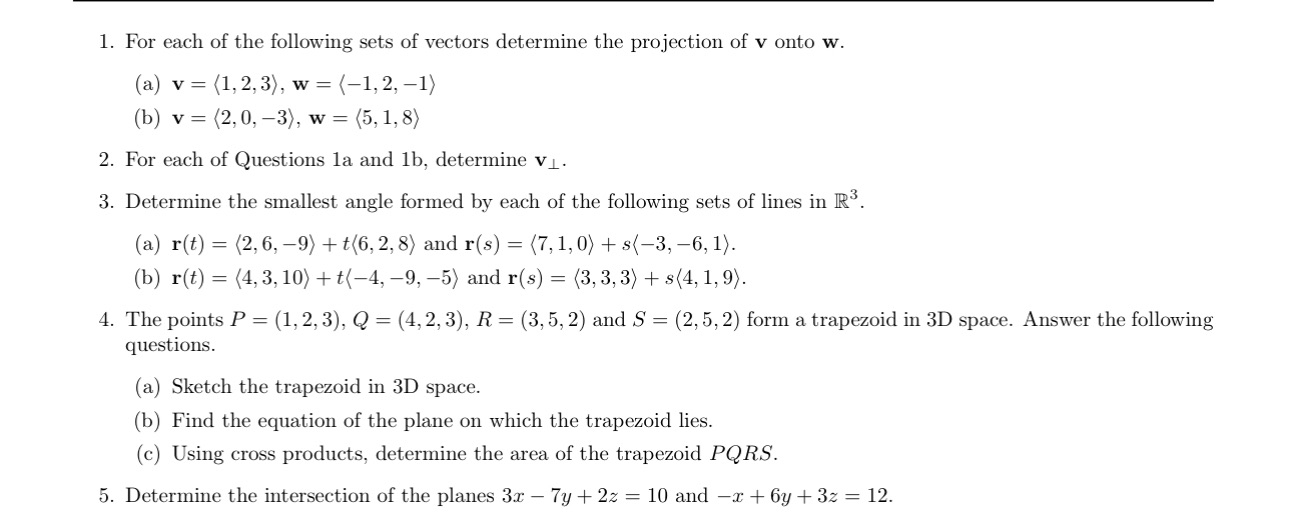 [SOLVED] 1. For each of the following sets of vectors determine the ...