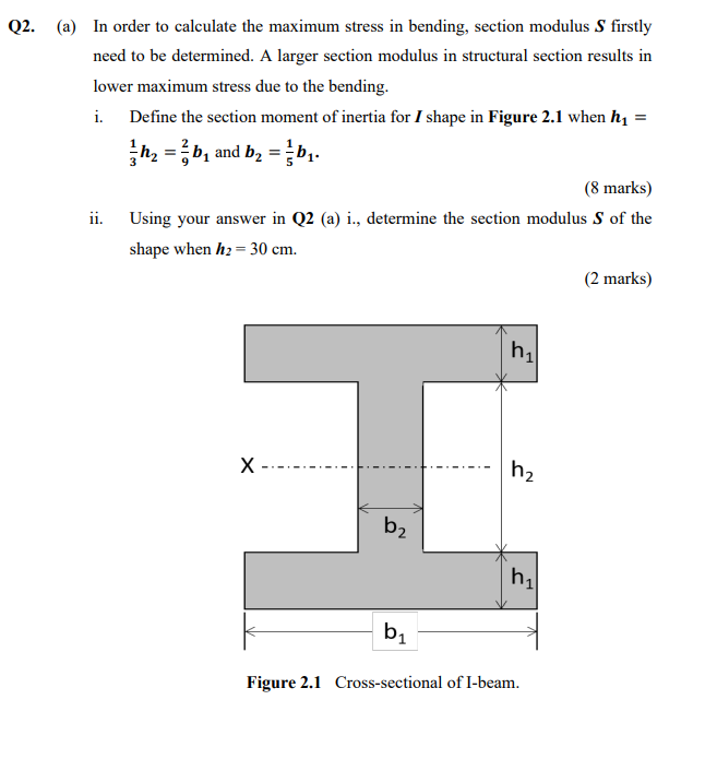 [Solved] Q2. (a) In order to calculate the maximum | SolutionInn