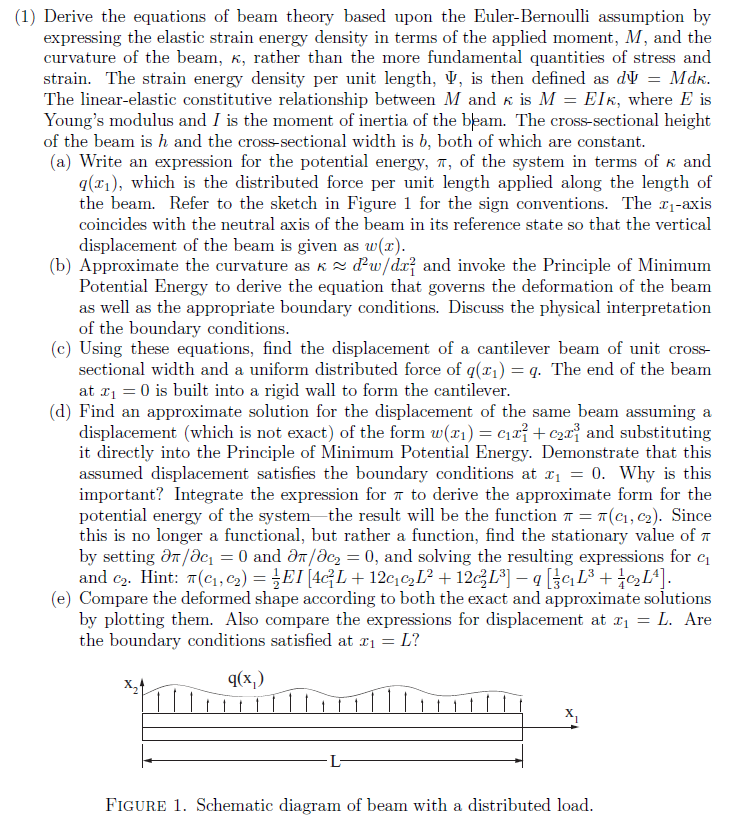 [Solved] (1) Derive the equations of beam theory b | SolutionInn