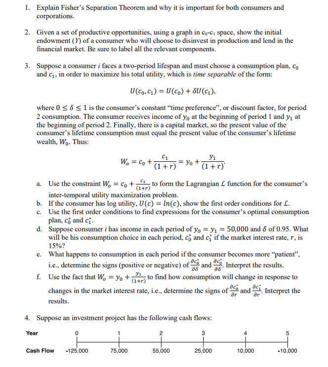 [Solved] 1. Explain Fisher's Separation Theorem an | SolutionInn