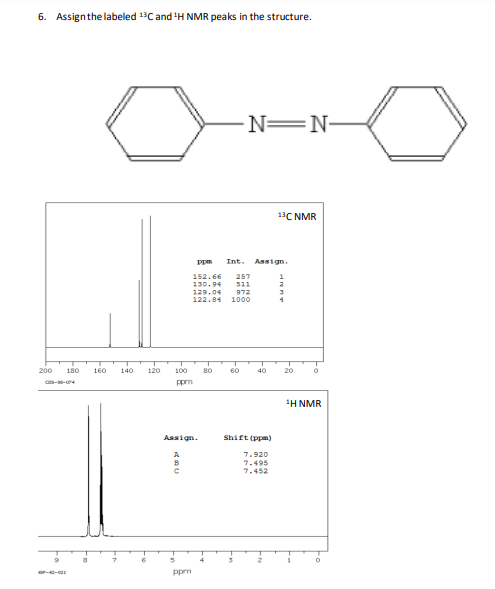 [SOLVED] 6. Assign the labeled 13C and 1H NMR peaks in the | SolutionInn