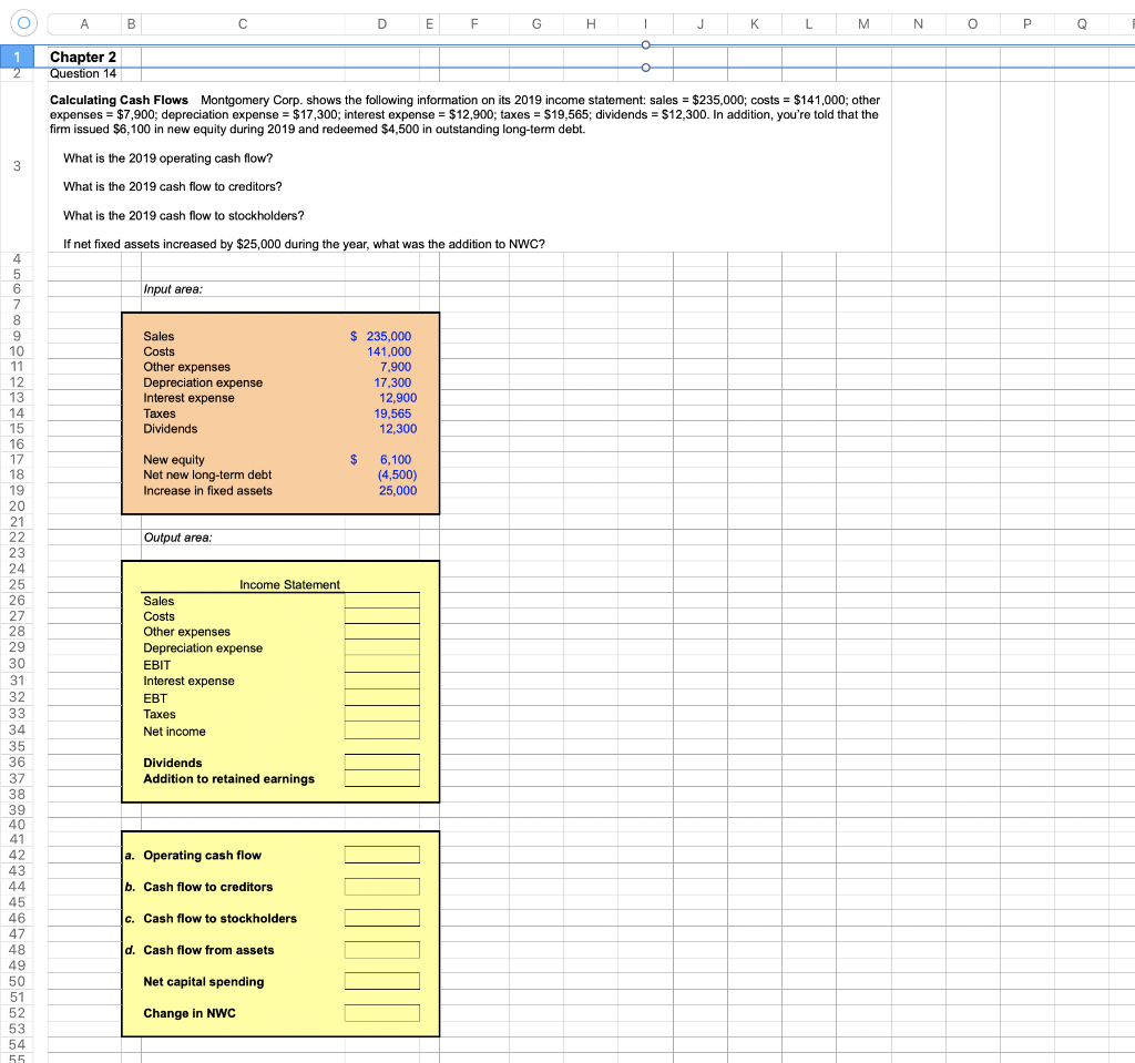 [SOLVED] Calculating Cash Flows Montgomery Corp. shows the following information on its ...