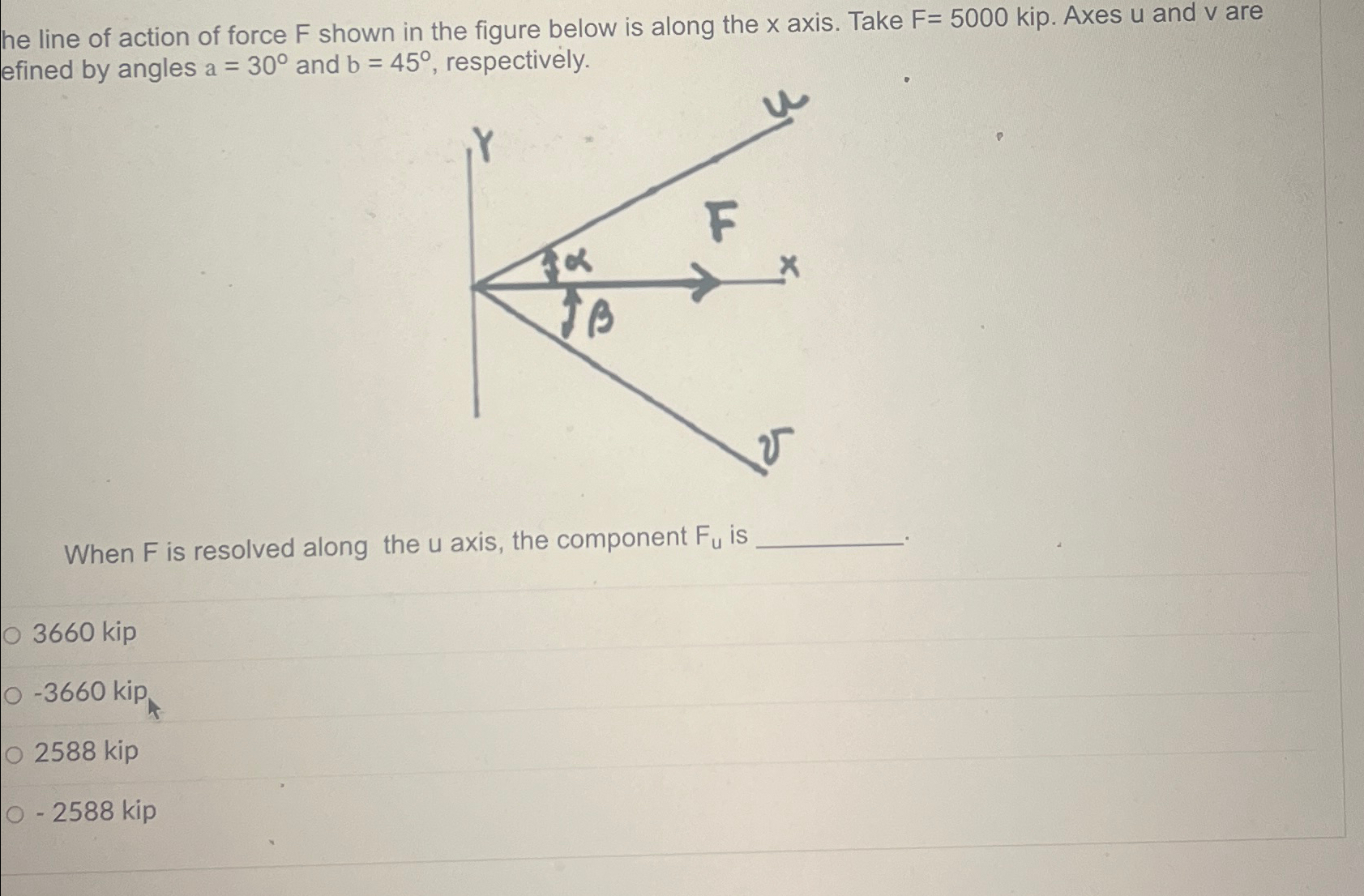 [SOLVED] he line of action of force F shown in the figure | SolutionInn