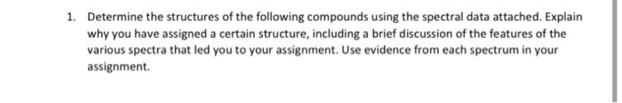 [SOLVED] Determine the structures of the following compounds using the spectral data | SolutionInn