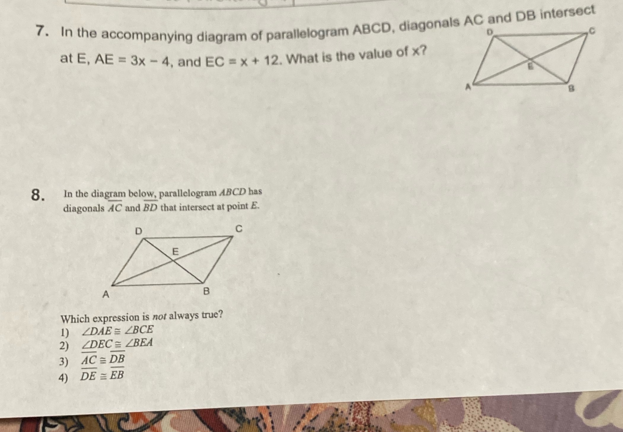 [Solved] 7. In the accompanying diagram of paralle | SolutionInn