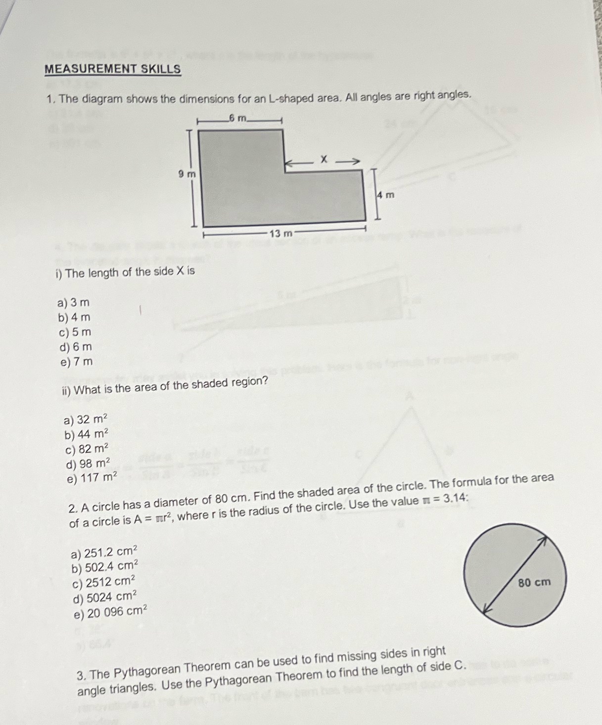 [SOLVED] MEASUREMENT SKILLS 1. The diagram shows the dimensions for an ...