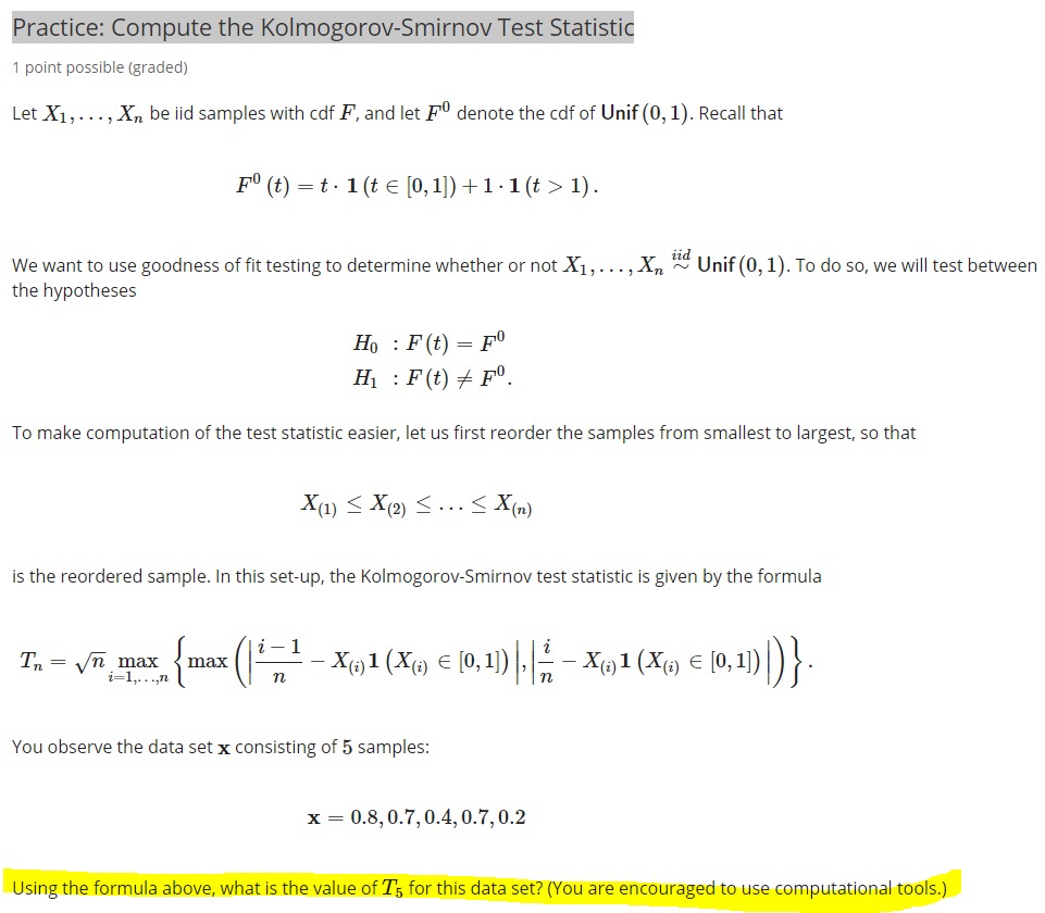 [Solved] Compute the kolmogorov-smirnov test stati | SolutionInn