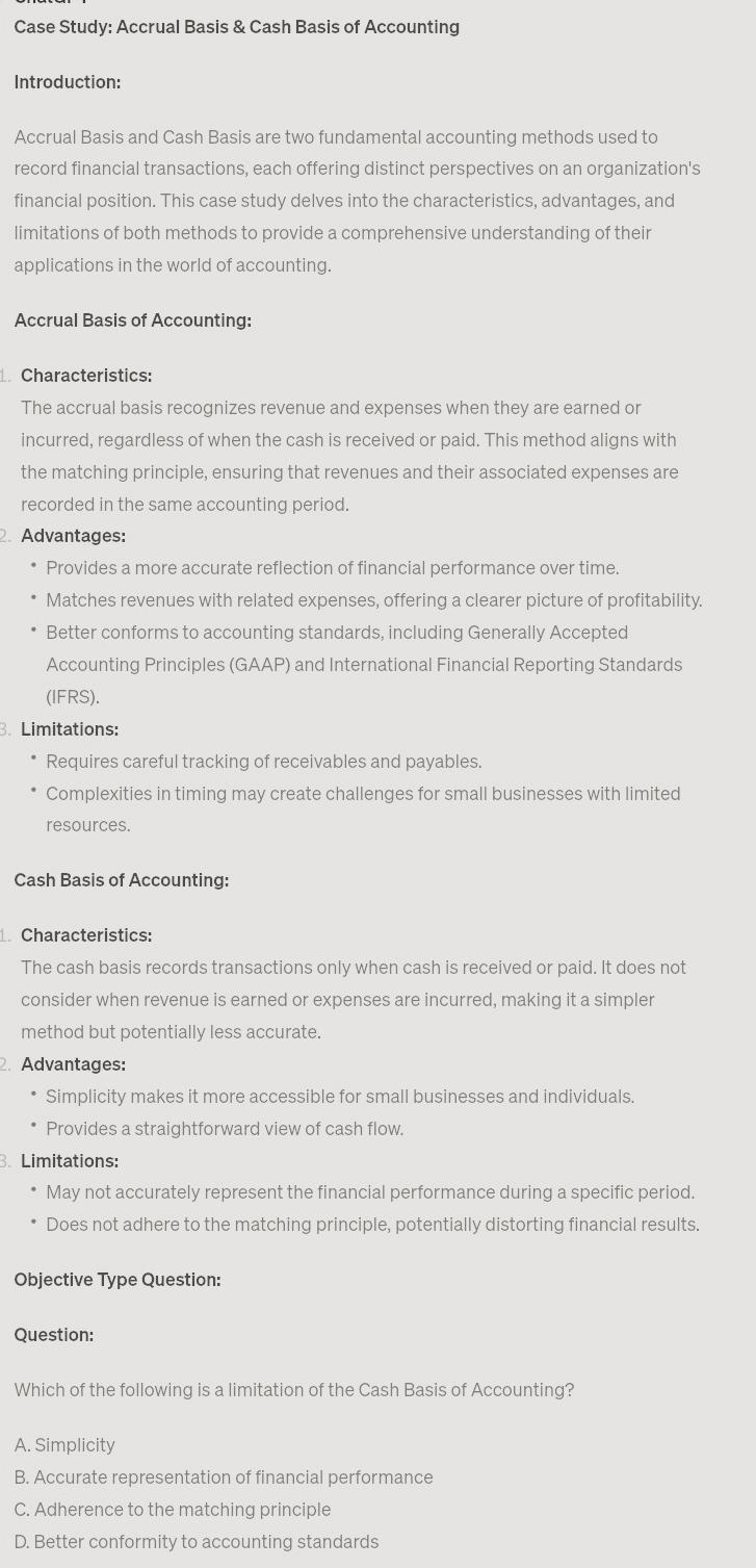 [SOLVED] Case Study: Accrual Basis & Cash Basis of Accounting Introduction: Accrual | SolutionInn