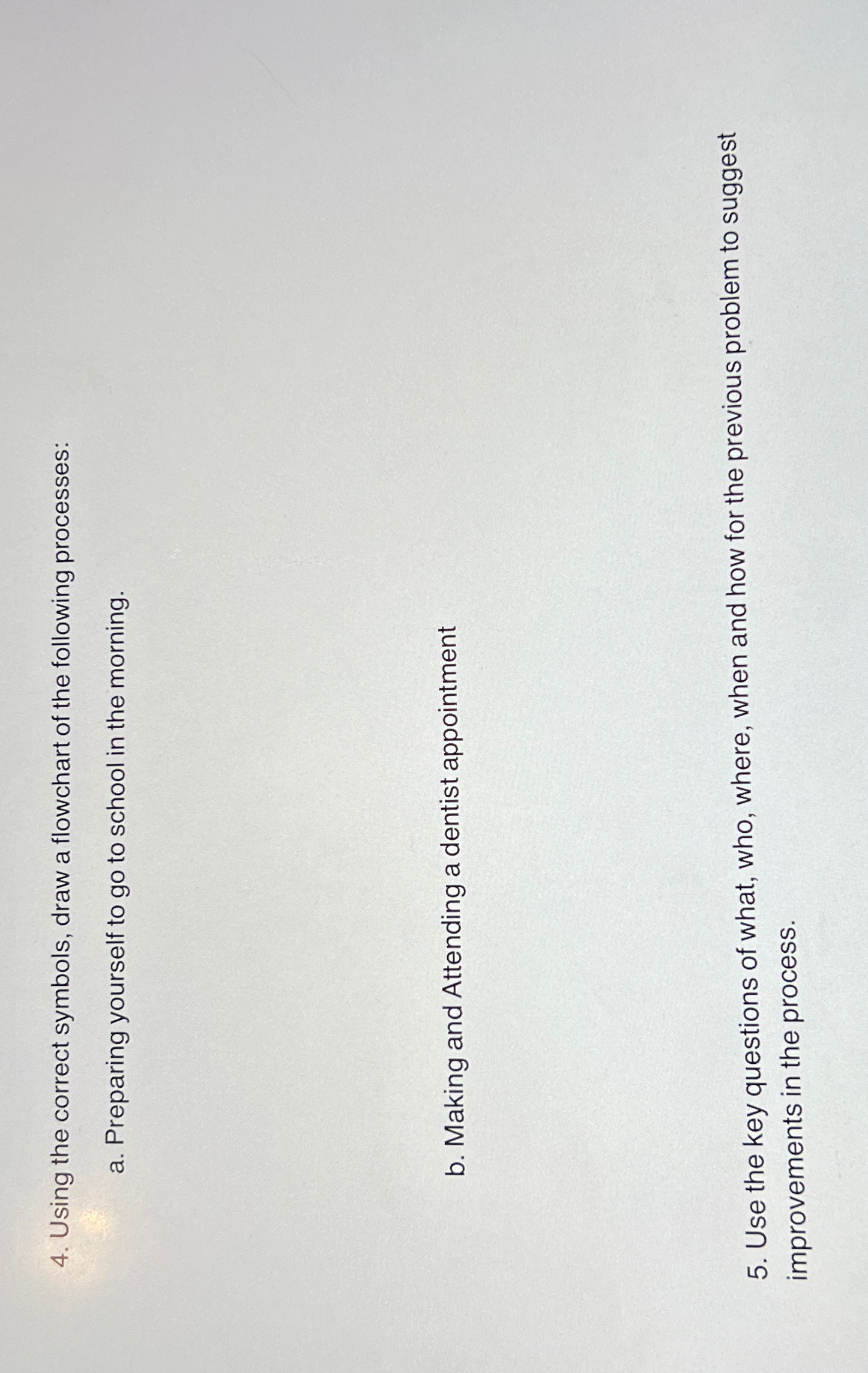 Solved Using The Correct Symbols Draw A Flowchart Of The Following Processes Solutioninn
