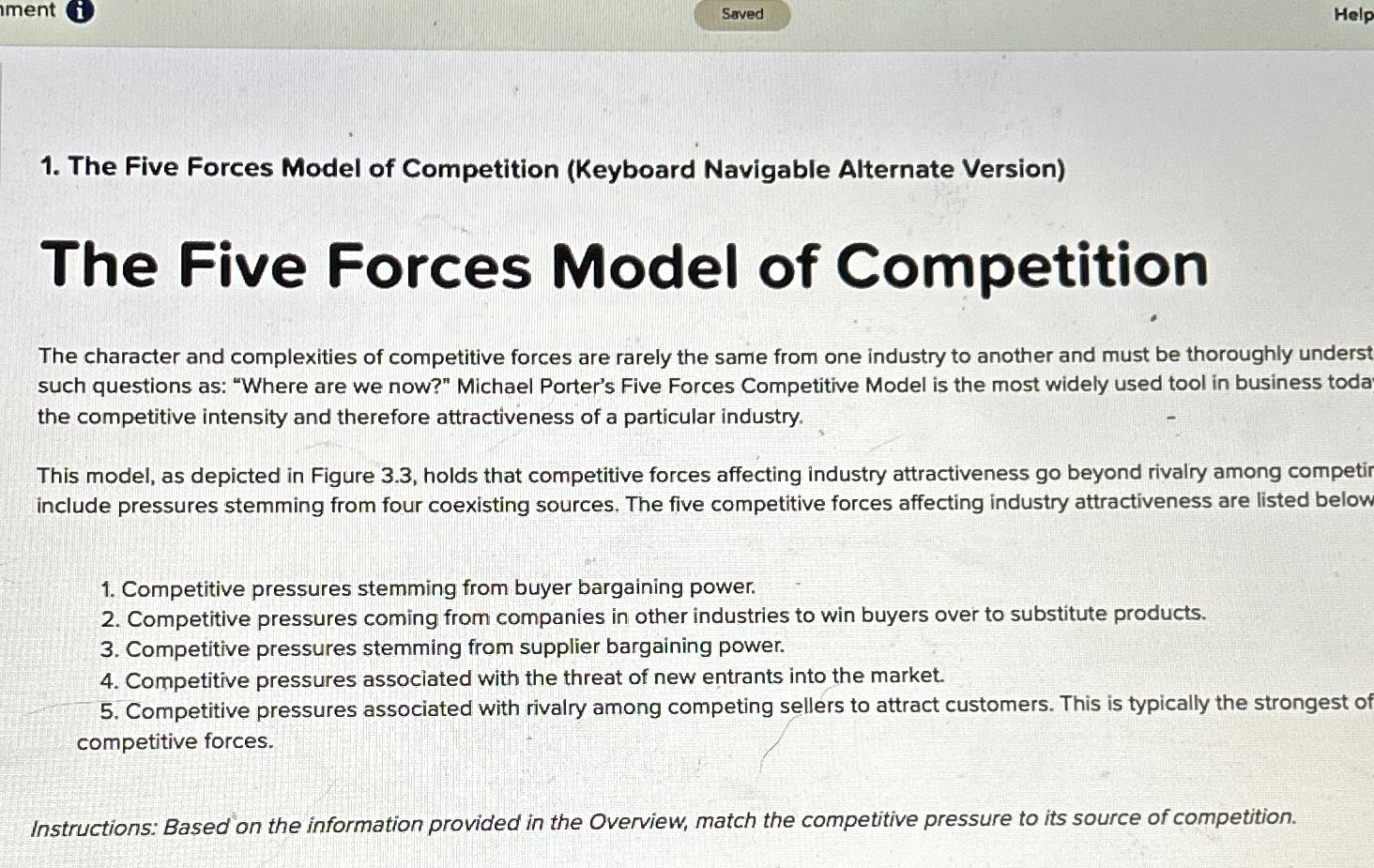 [SOLVED] The Five Forces Model of Competition ( Keyboard Navigable Alternate Version | SolutionInn