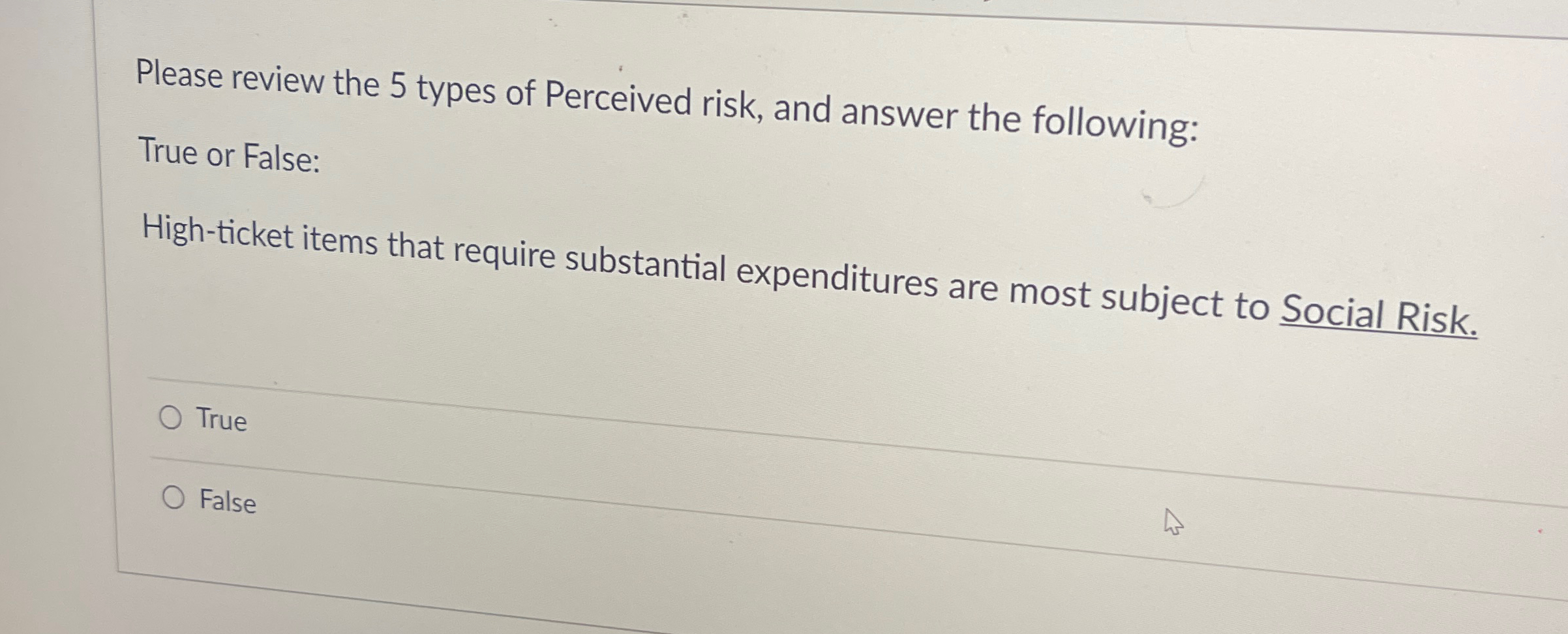[SOLVED] Please review the 5 types of Perceived risk, and answer the ...