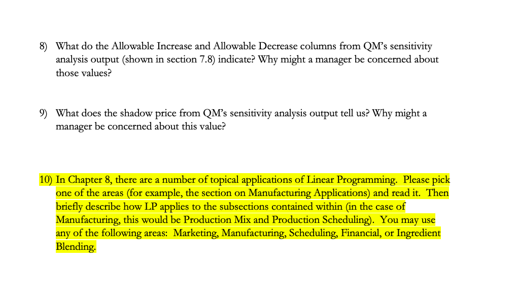 [SOLVED] 8) What do the Allowable Increase and Allowable Decrease columns from | SolutionInn