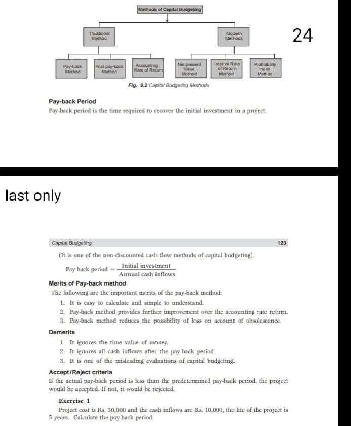 [SOLVED] a Methods of Capital Budgeting Traditional Method Modern ...