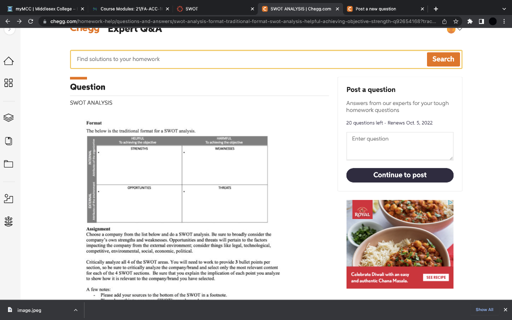 [SOLVED] SWOT Analysis Assignment Brief What is a SWOT Analysis? A SWOT | SolutionInn
