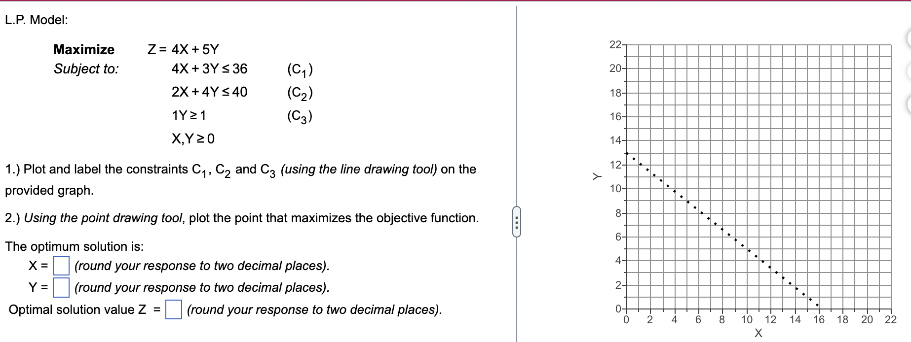[SOLVED] L.P. Model: 1.) Plot and label the constraints C1,C2 and C3 | SolutionInn