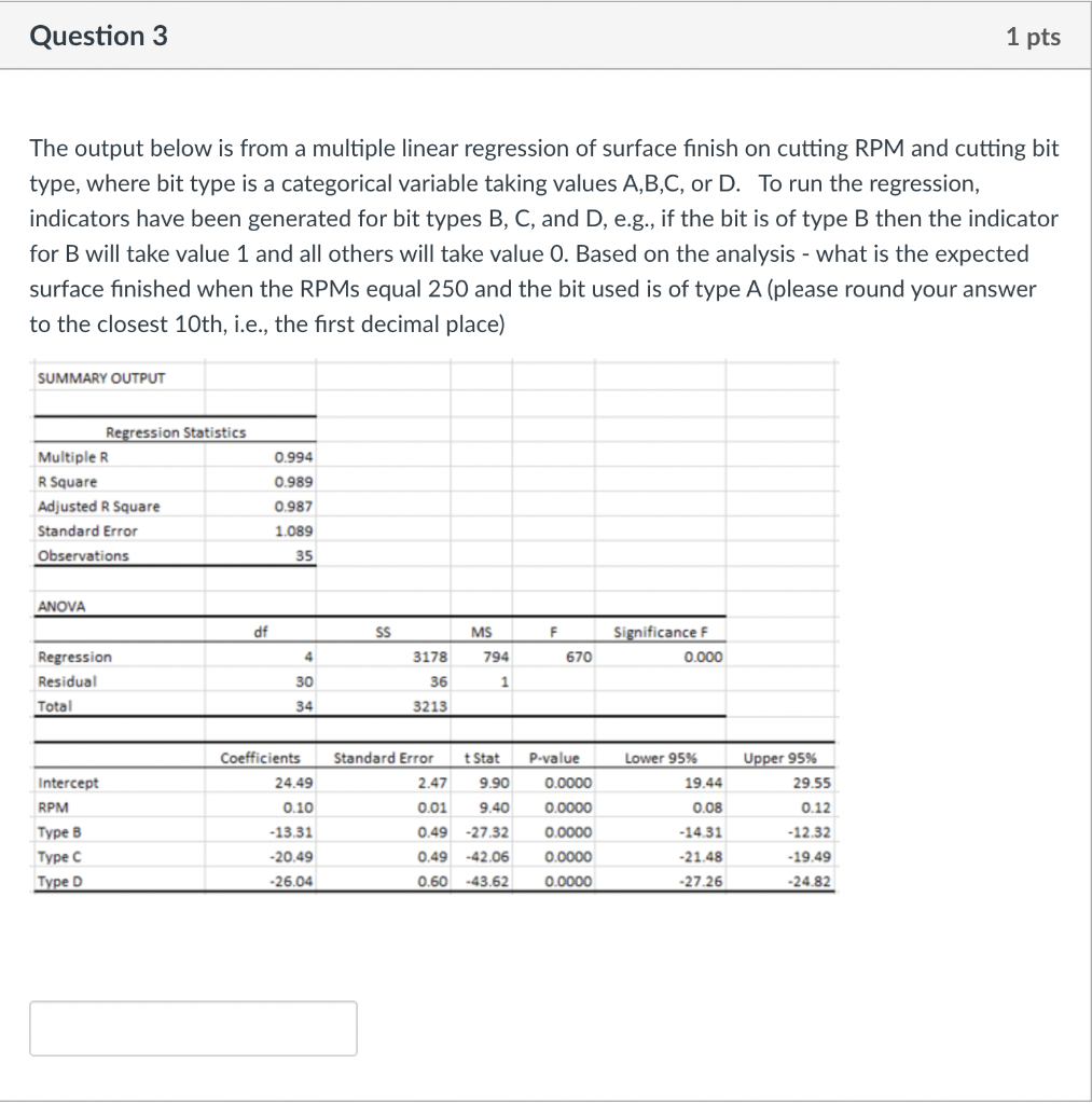 [SOLVED] The output below is from a multiple linear regression of surface | SolutionInn
