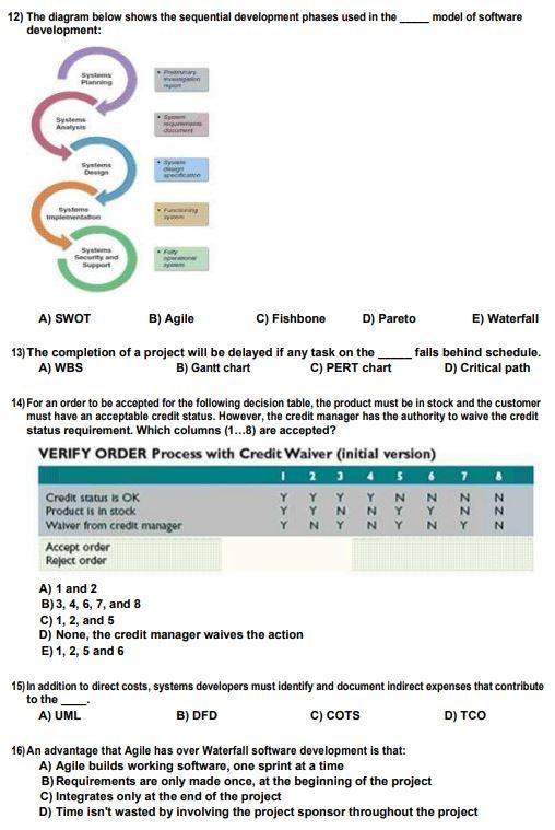 [SOLVED] 12) The diagram below shows the sequential development phases ...