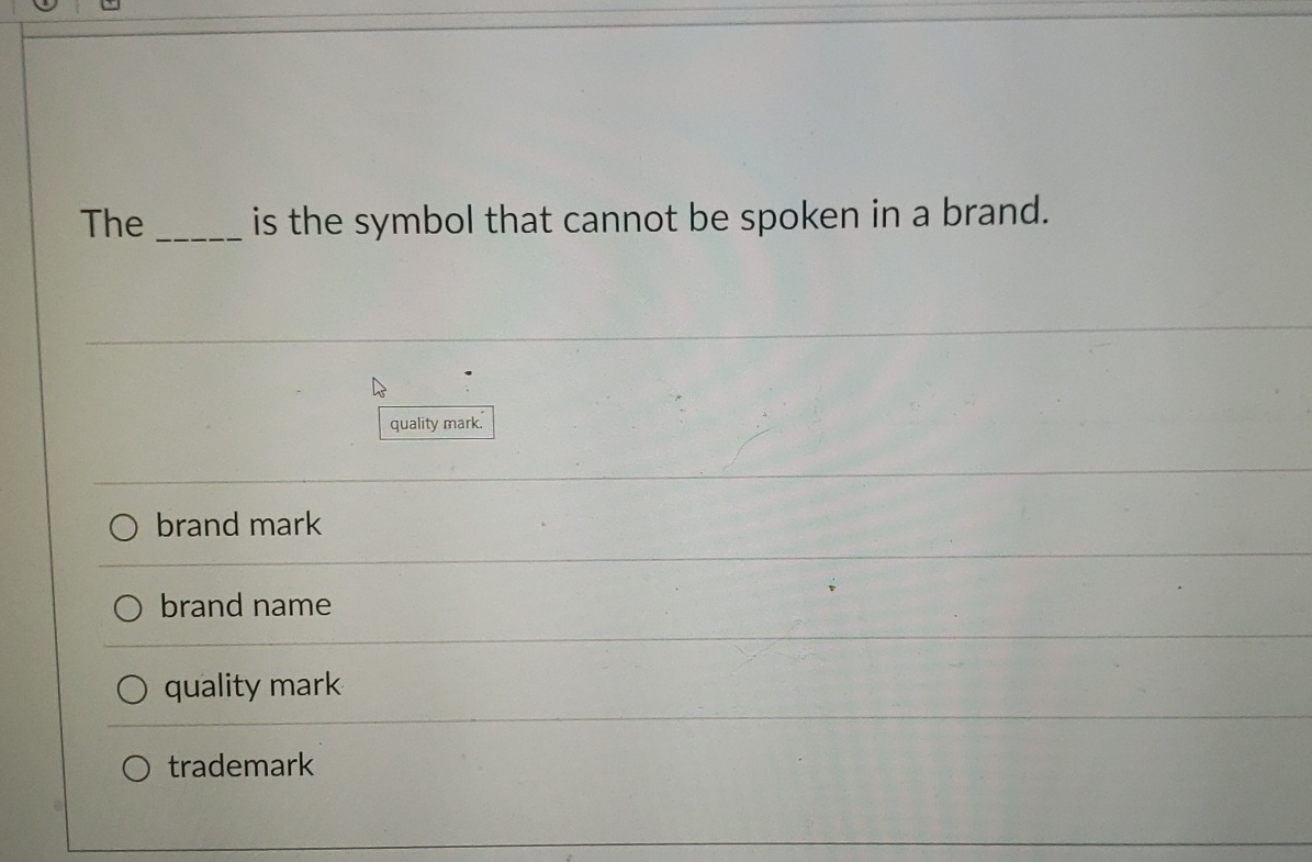 [SOLVED] The is the symbol that cannot be spoken in a brand. | SolutionInn