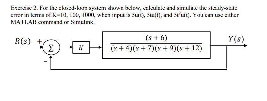 [SOLVED] Exercise 2 . For the closed - loop system shown below, | SolutionInn