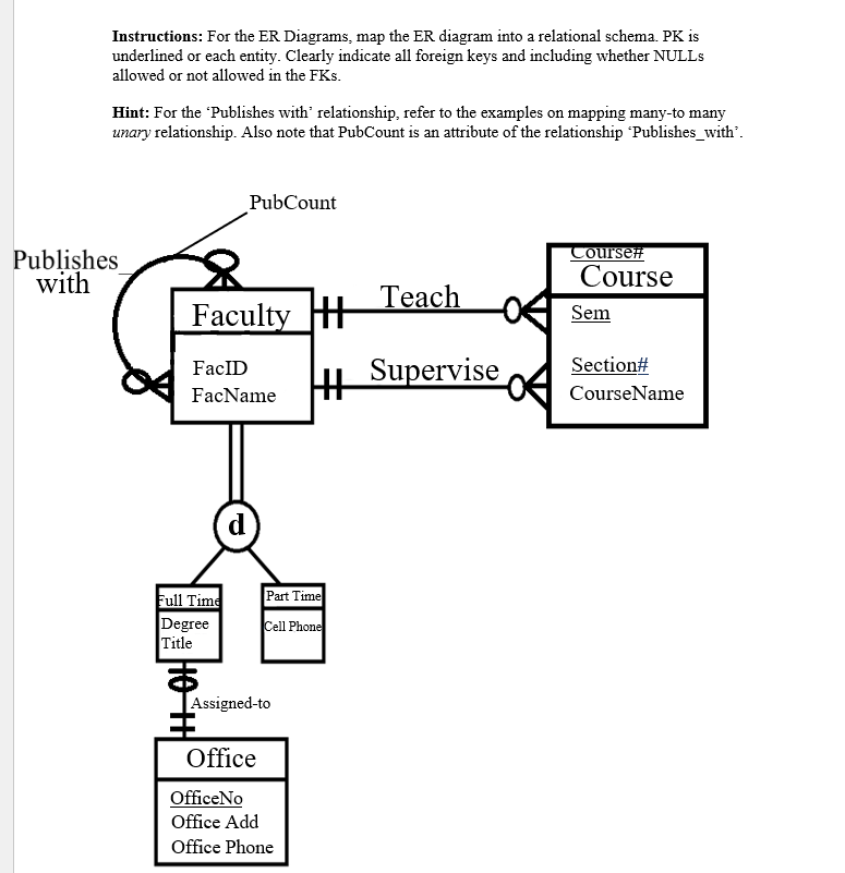 [SOLVED] Instructions: For the ER Diagrams, map the ER diagram into a | SolutionInn