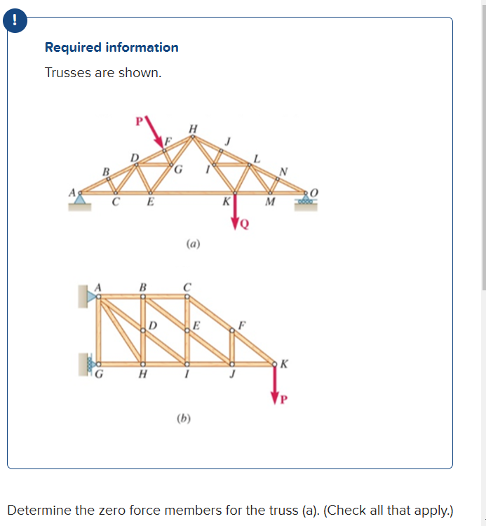[SOLVED] Required information Trusses are shown. Determine the zero ...