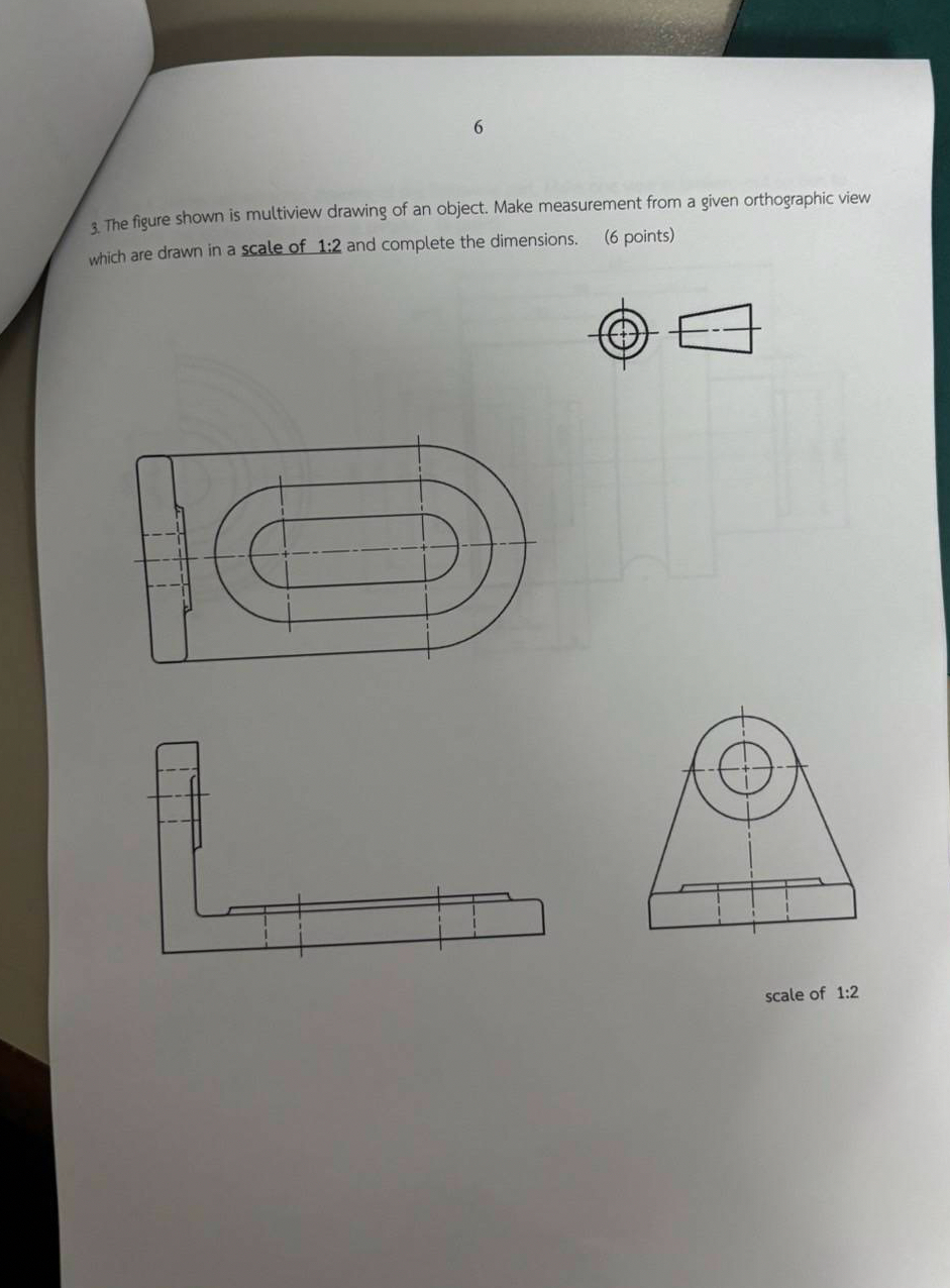 [SOLVED] 6 3 . The figure shown is multiview drawing of an | SolutionInn