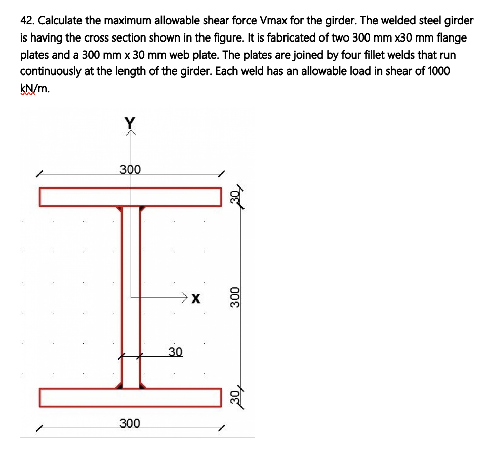[SOLVED] Calculate the maximum allowable shear force Vmax for the girder. The | SolutionInn