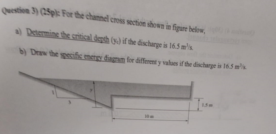 [SOLVED] For the channel cross section shown in figure below, a ) | SolutionInn